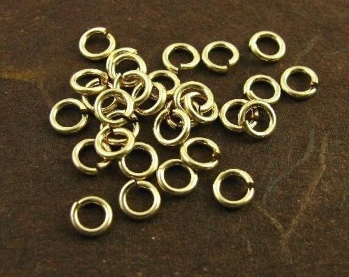 Gold Filled Jump Rings Locking 4mm 20 Gauge OPEN 14kt GF Gold Round ...