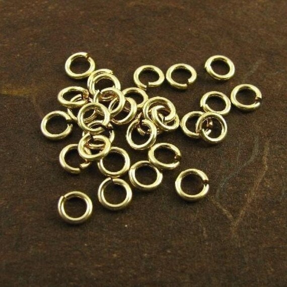 Gold Filled Jump Rings - Locking - 4mm - 20 Gauge OPEN - 14kt GF - Gold ...
