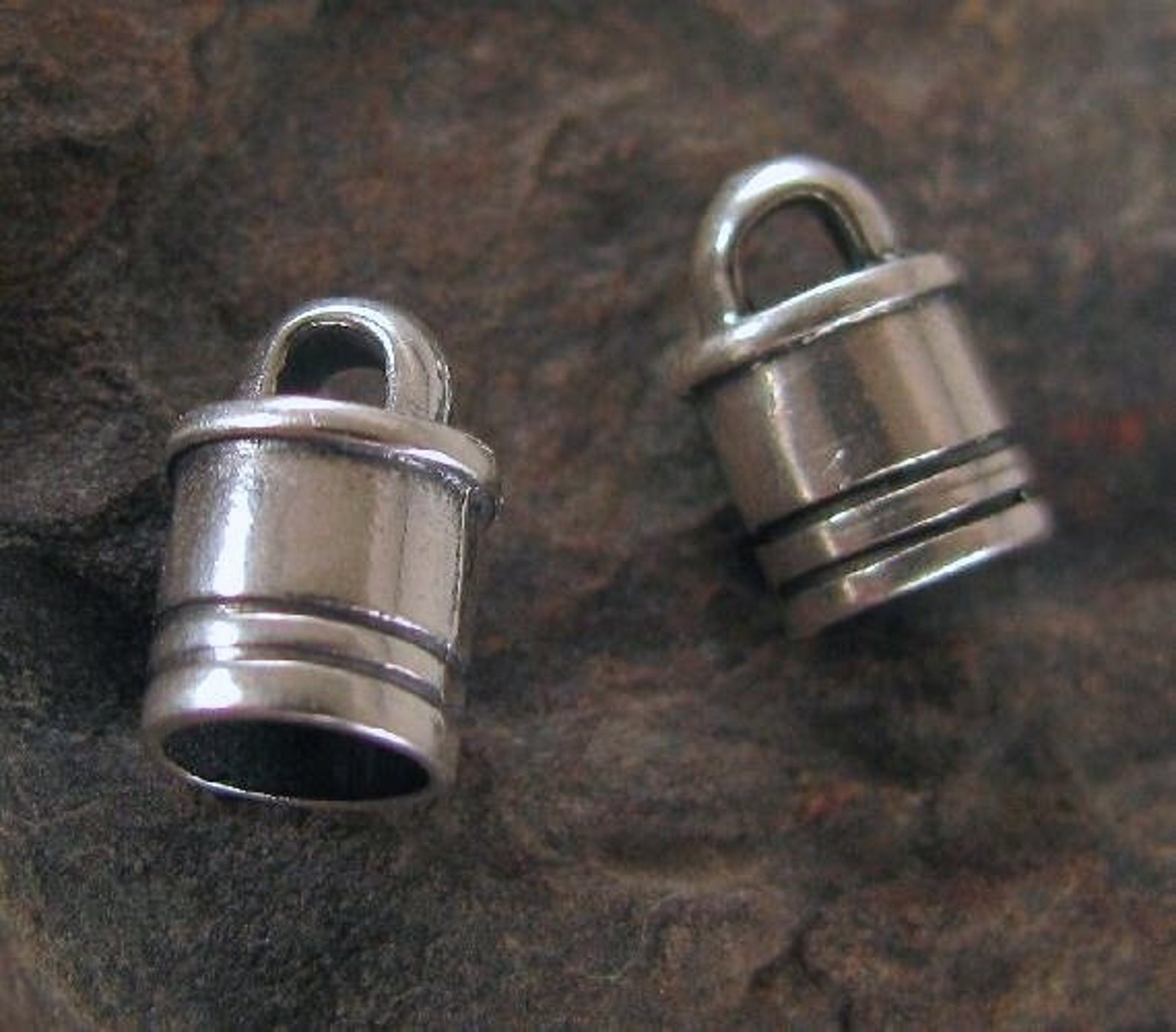 Extra LARGE - Sterling Silver End Caps - Leather Caps - 4.8mm ID Crimp ...