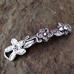 Artisan Flower Bracelet Link - Rustic Flowers in a Row - Handcrafted ...