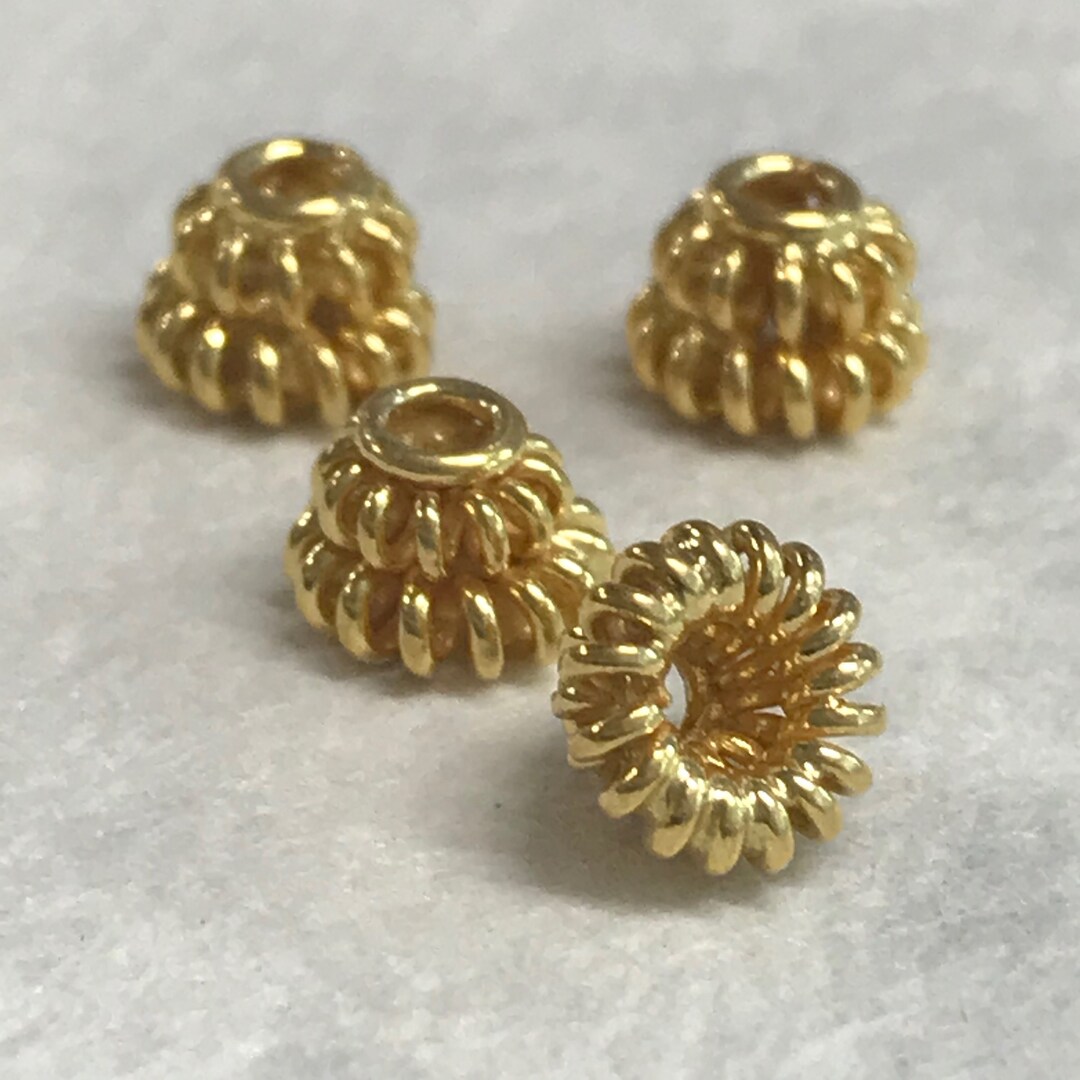 4 Gold Vermeil Bead Caps - Bee Hive - Double Row of Wire Bead Caps - 6 ...