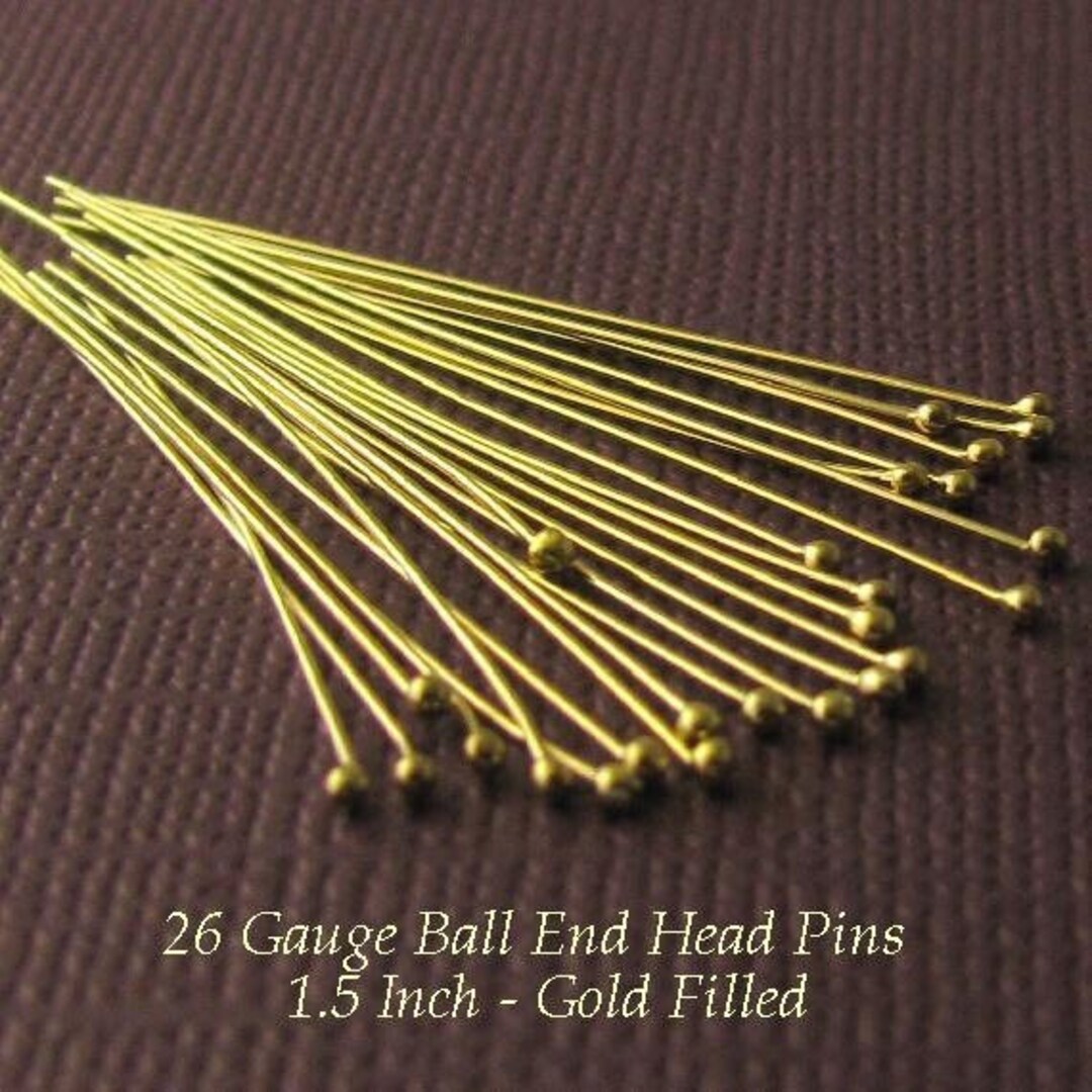 Gold Filled Head Pins With Ball End - 26 Gauge Thin Wire - 1.5 Inch ...