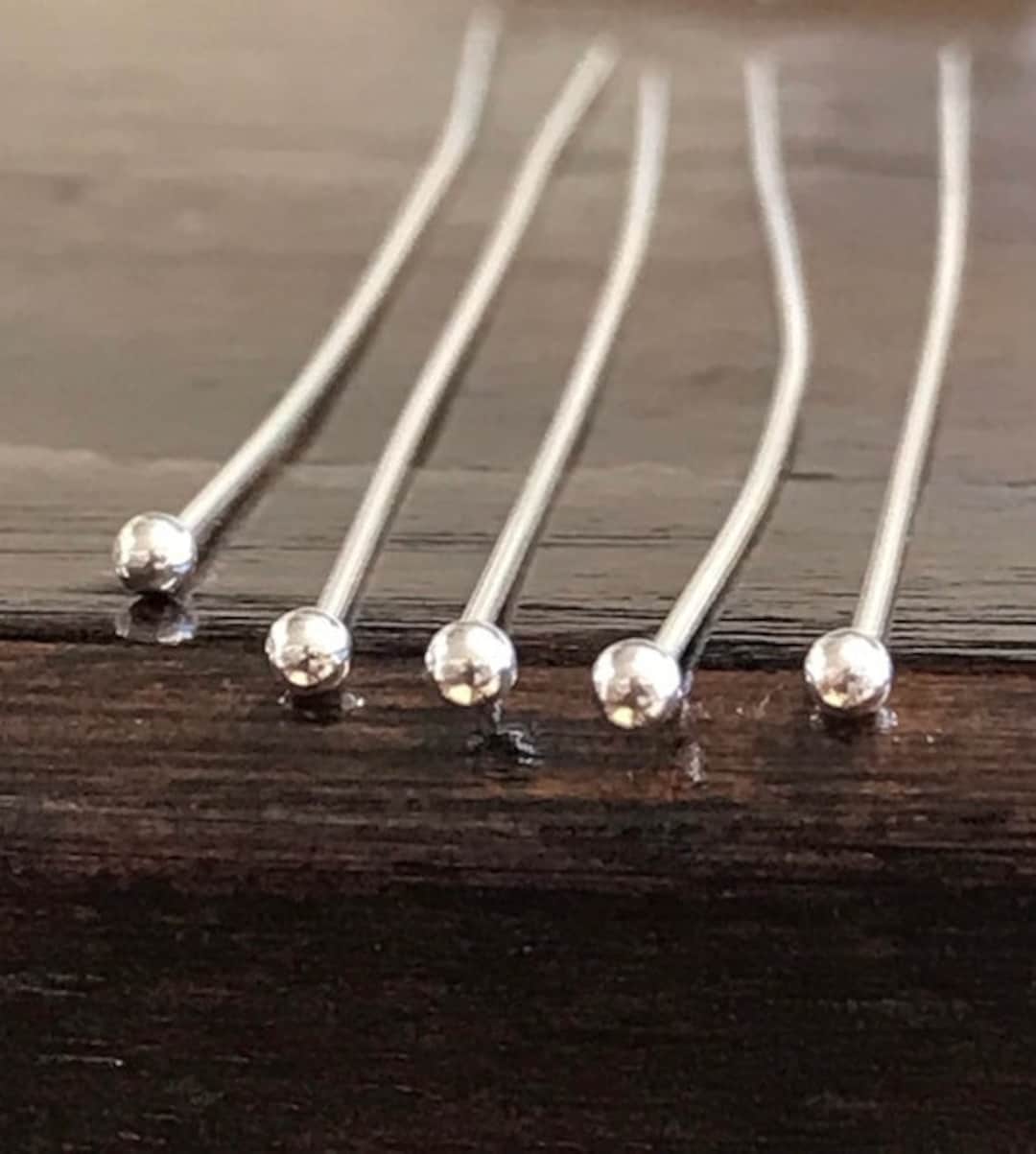 3 INCH 21 Gauge Sterling Silver Head Pins Large Ball End - 75mm Long ...