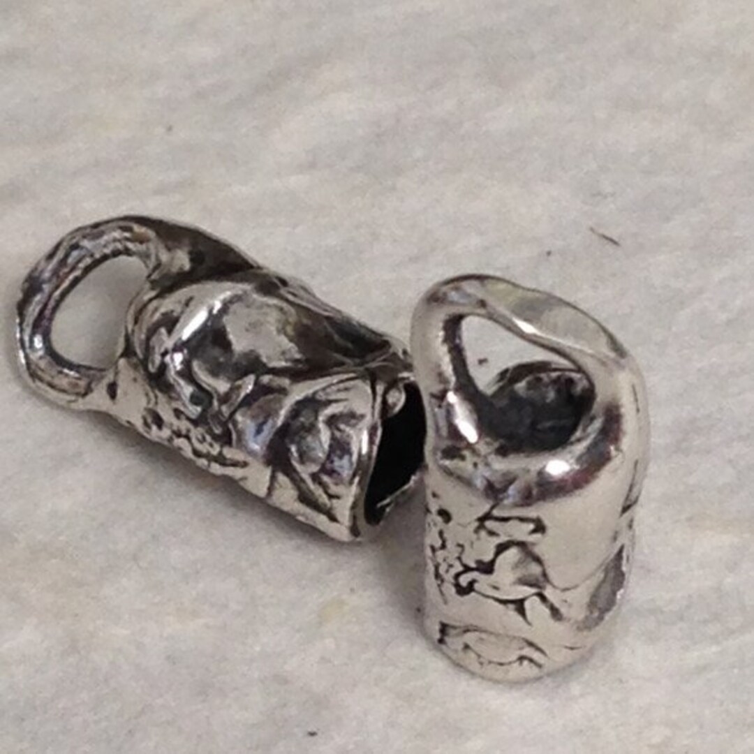 Sterling Silver End Caps - 2 Rustic End Caps for Leather - ID 2.75mm ...