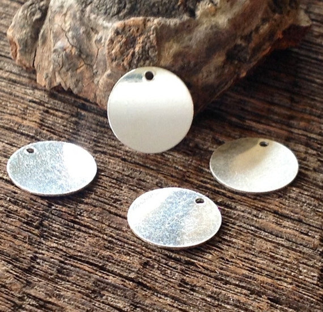 Sterling Silver Stamping Charms - Blank Round Bright and Shiny Circle ...