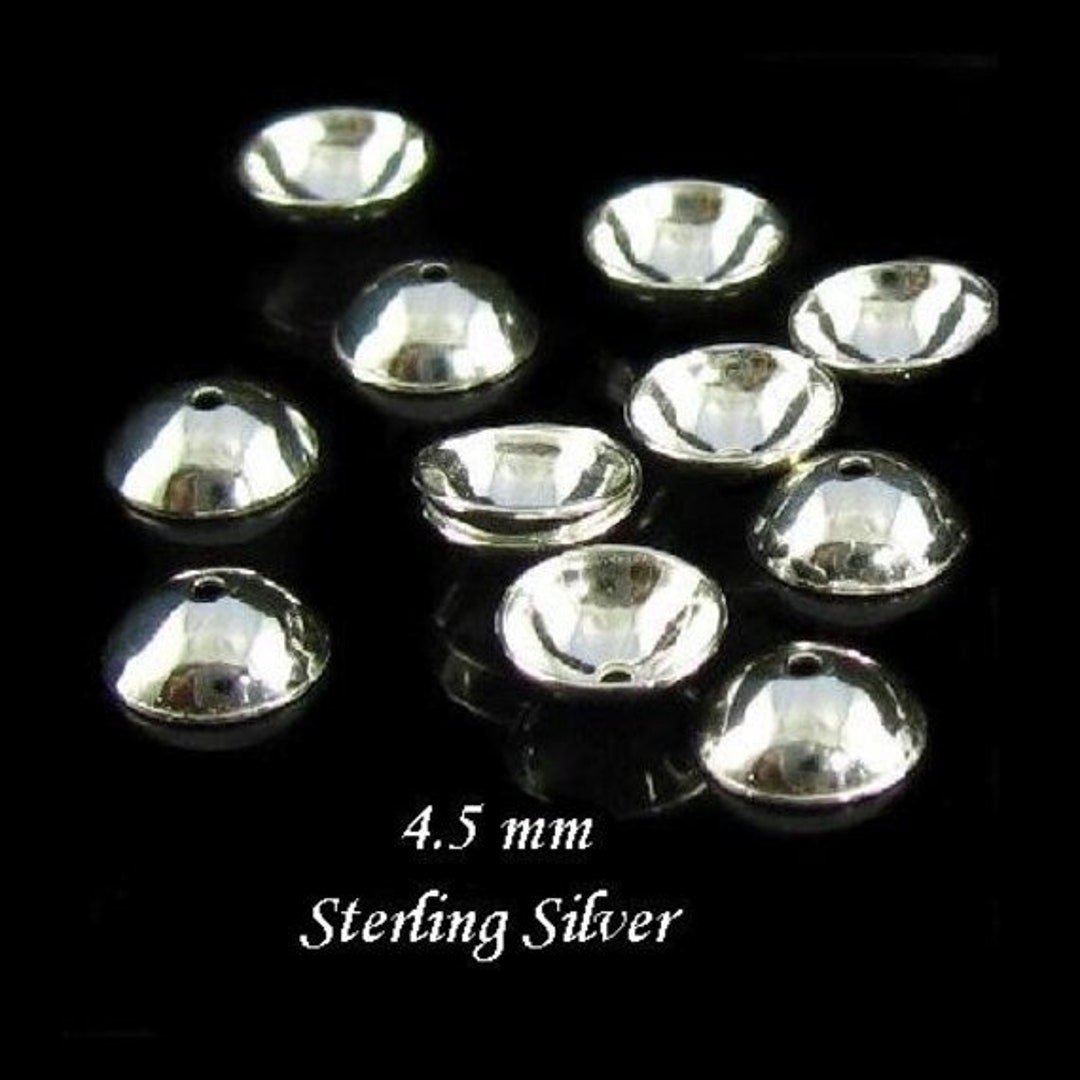 High Shine Sterling Silver Bead Caps 4.5mm Mirror Polished 100 Small ...