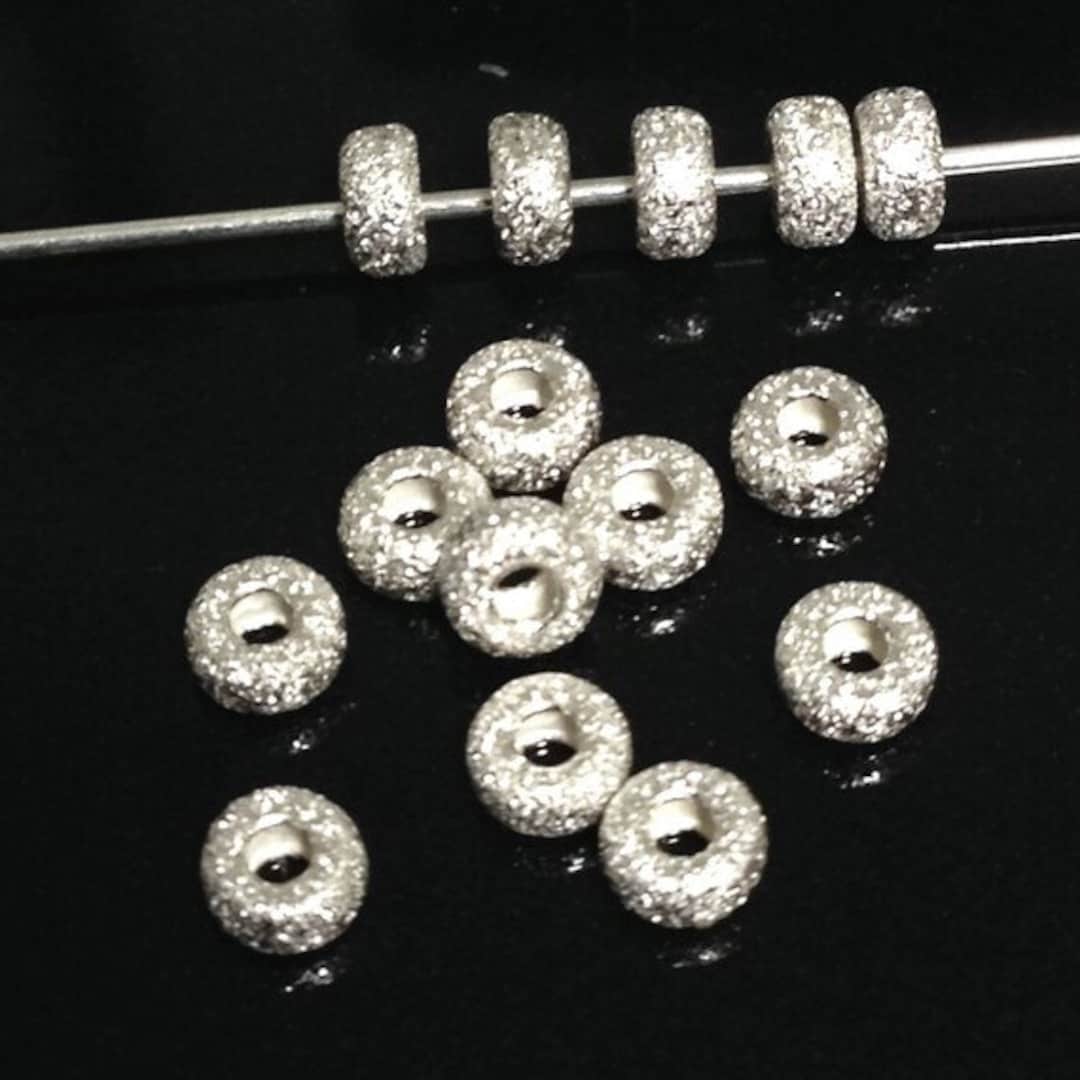 Sterling Silver STARDUST Beads - 3.2mm Rondelle Spacer Beads - Glitter ...