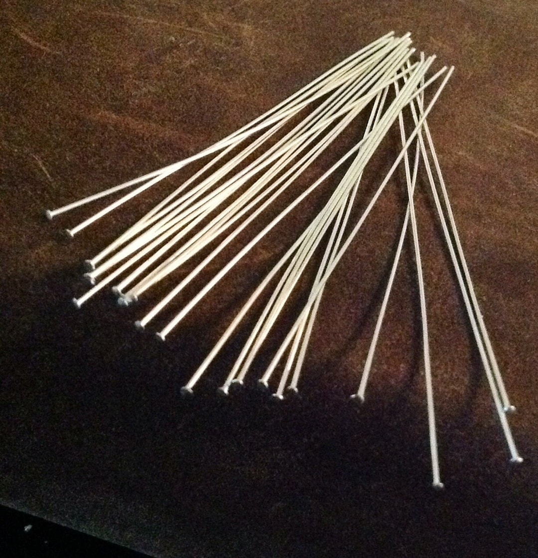 Sterling Silver Head Pins - Headpins 2 Inch = 50mm 26 Gauge Flat Head ...