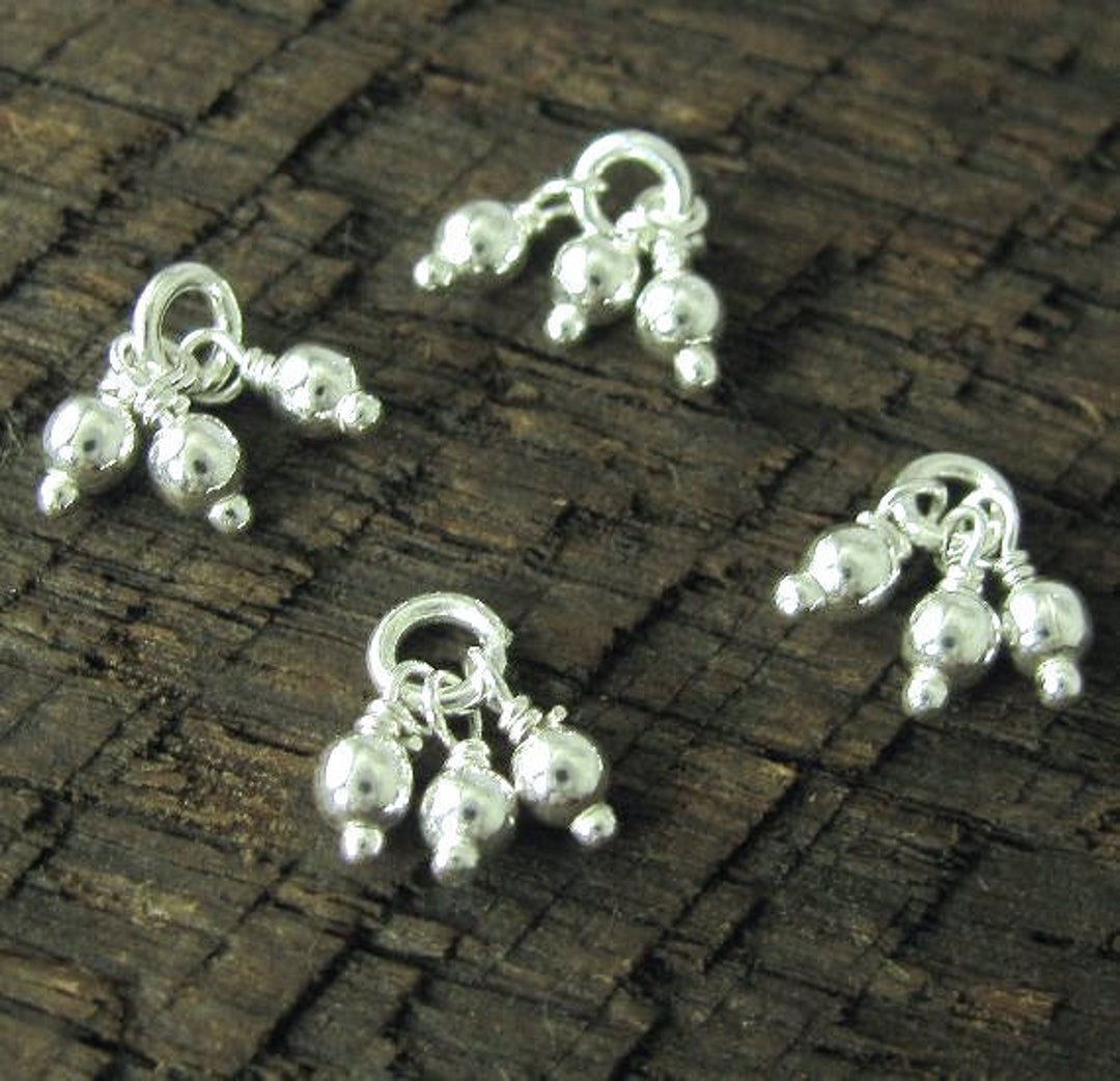 Sterling Silver Triple Bauble Drops Dangles or Cluster Charms - Ball ...
