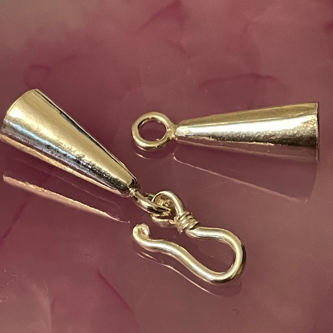 Large Sterling Silver Cone Hook End Caps - Karen Hill Tribe - ID 5.6mm ...