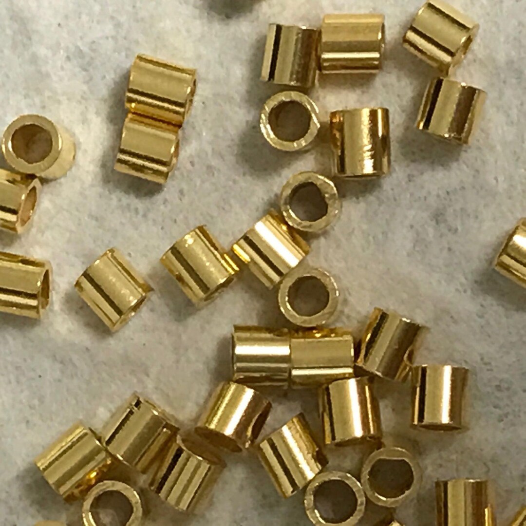 Vermeil Crimp Tube Beads - 2.5mm X 2.5mm Crimping Beads - 25, 50, or ...