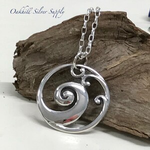 Wave Pendant - Sterling Silver Surf's up - Whitewater Wave - Large Wave ...