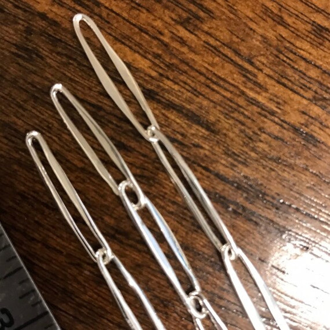 1 Triple Skinny & Long Paperclip Chain Link Sterling Silver 57mm Long X ...