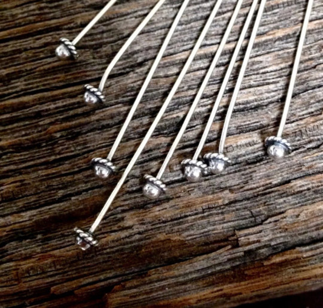 Simply Elegant - Twisted Wire Fancy Bali Head Pins, Oxidized Sterling ...