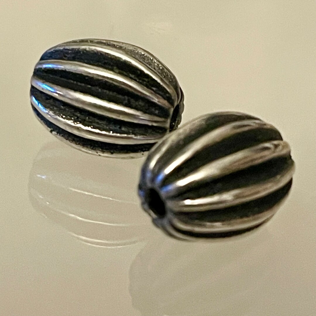 Limited Edition! 1 or 2 Large Oval Segmented Sterling Silver Bead - 10 ...