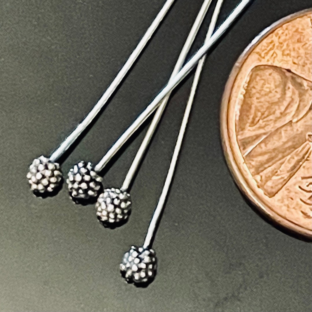 Fancy Bali Sterling Carpet Granulated Ball 4 or 10 Head Pins 2.5 Inch ...