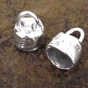 Large Sterling Silver End Caps - 2 Extra Big 7mm Organic Rustic Artisan ...