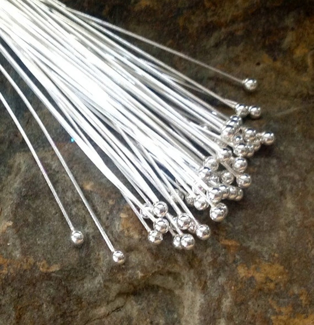 Sterling Silver Ball Head Pins - 26 Gauge - 1.5 Inch 37mm - 1.5mm Dot ...
