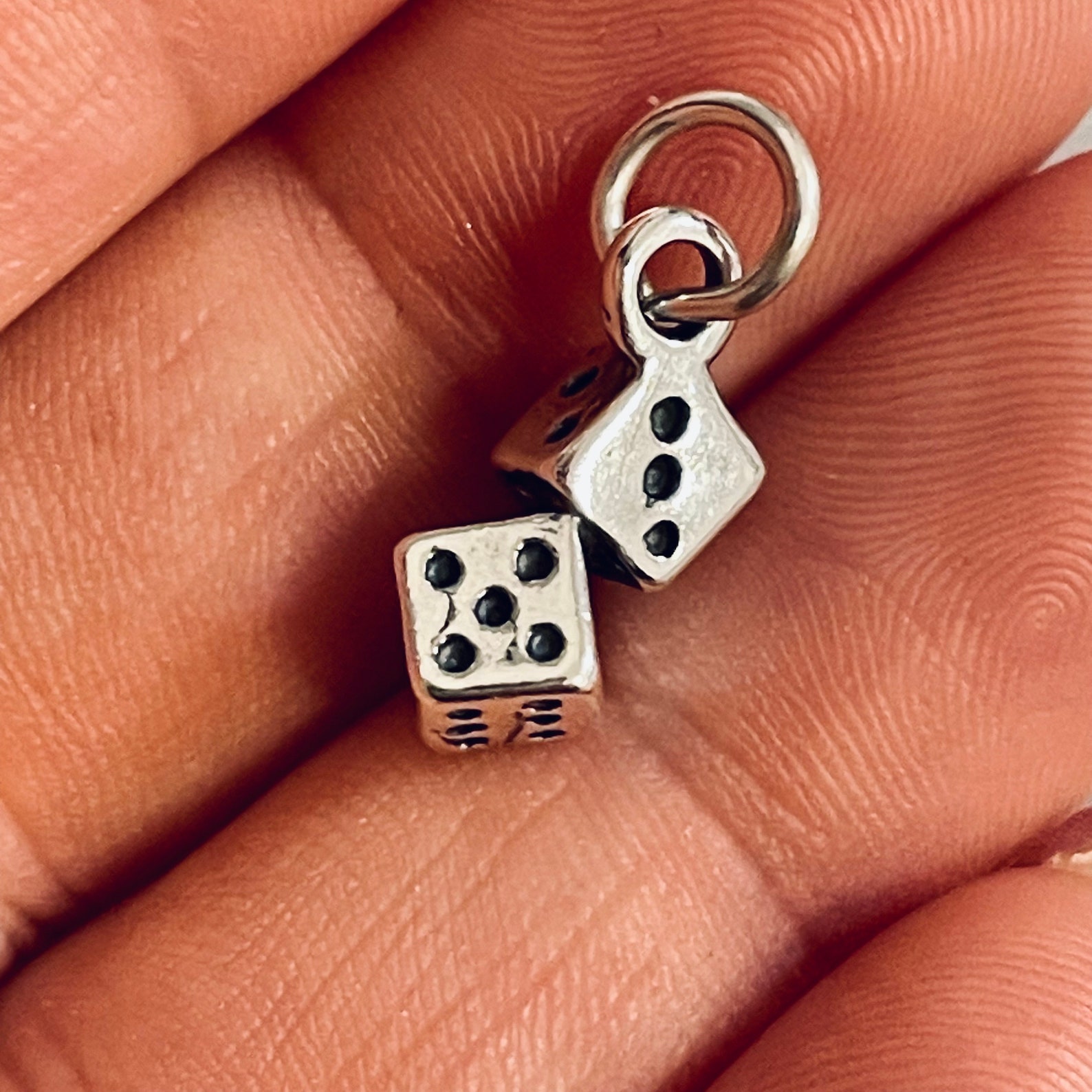 Sterling Silver Dice Charm - Shine of Chance Roll Charm or Pendant ...