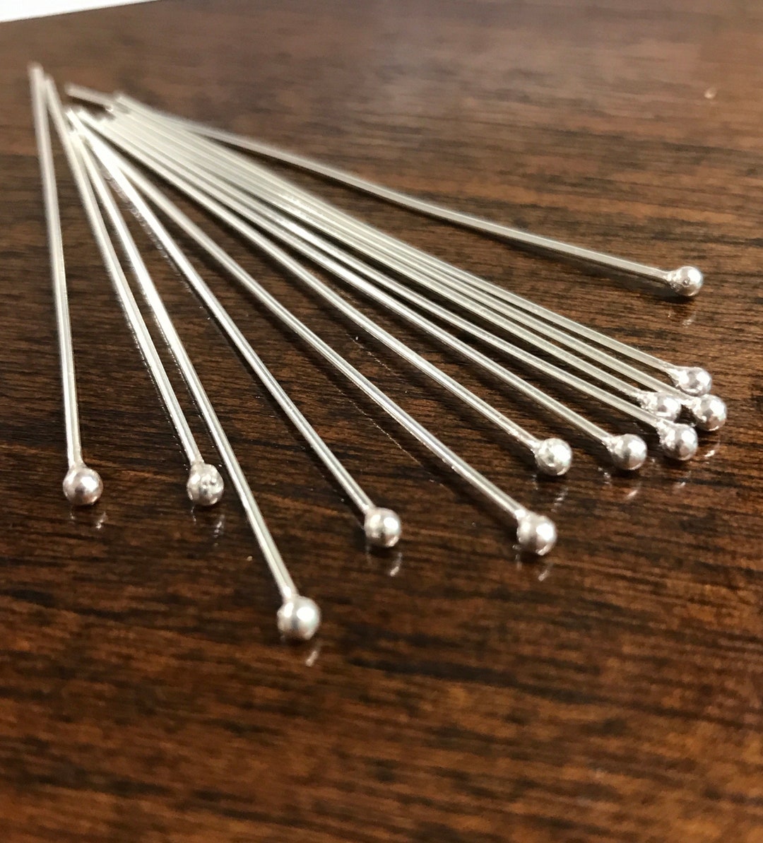 20 Gauge Sterling Silver Head Pins With Large Ball End - 60mm Long 2 ...