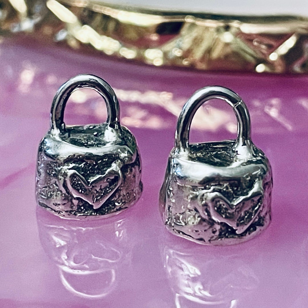 Large Heart Sterling Silver End Caps - 2 Extra Big 7mm Organic Rustic ...