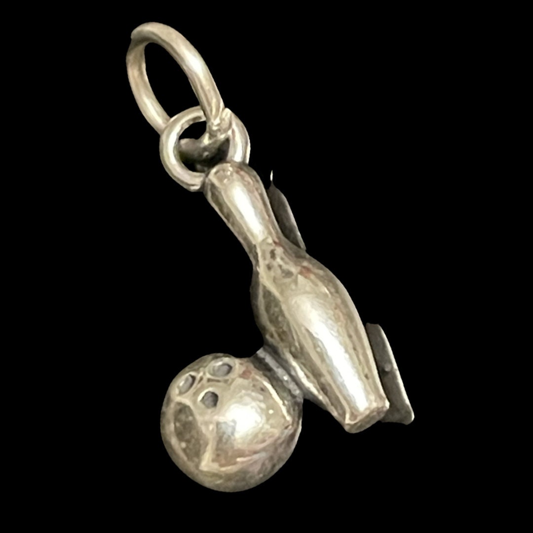 NEW! Sterling Silver Bowling Charm - Bowling Ball Strike Pendant ...