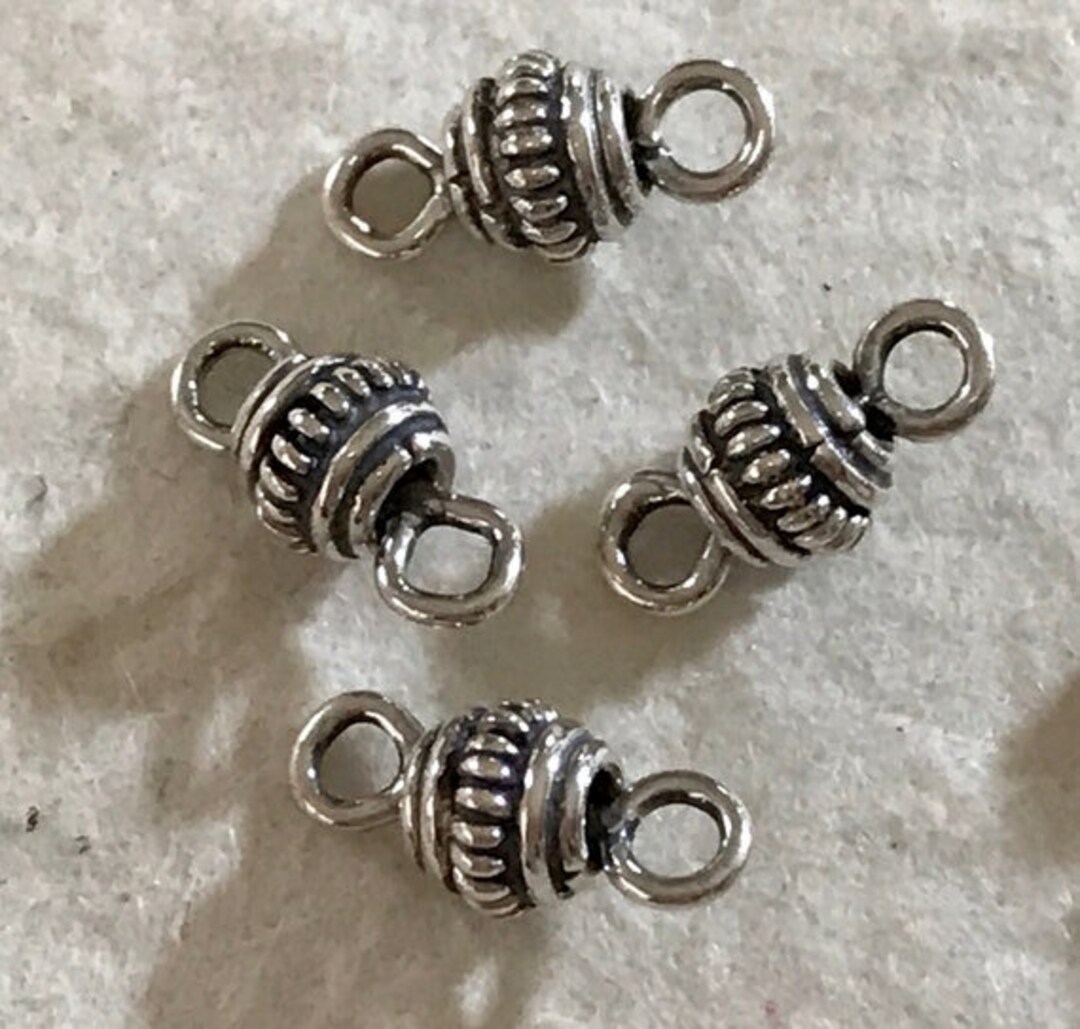 Sterling Silver Beaded Links or Connectors Coiled Beaded - Rustic and ...