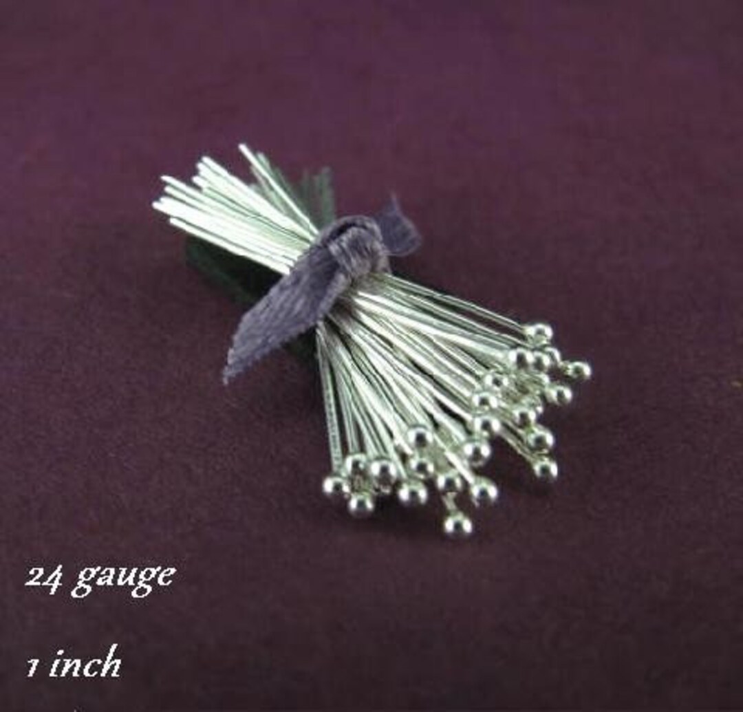 Sterling Silver Ball Head Pins - 25mm or 1 inch - 24 Gauge - .925 Ball ...