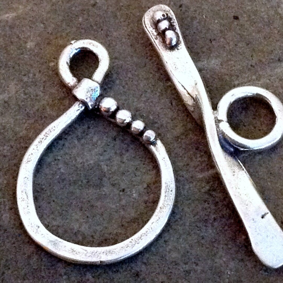 1 or 3 Sterling Silver Toggle Clasp Sets - Dotted Rustic Oxidized ...