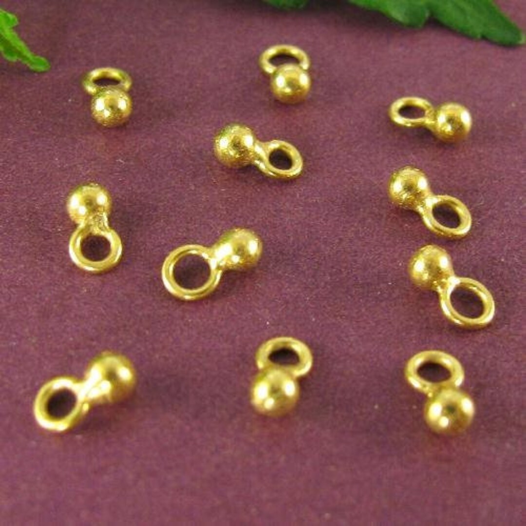 10 Vermeil Gold Teeny Tiny Ball Charm Drops Ball Size 2mm 5mm Tall Ball ...