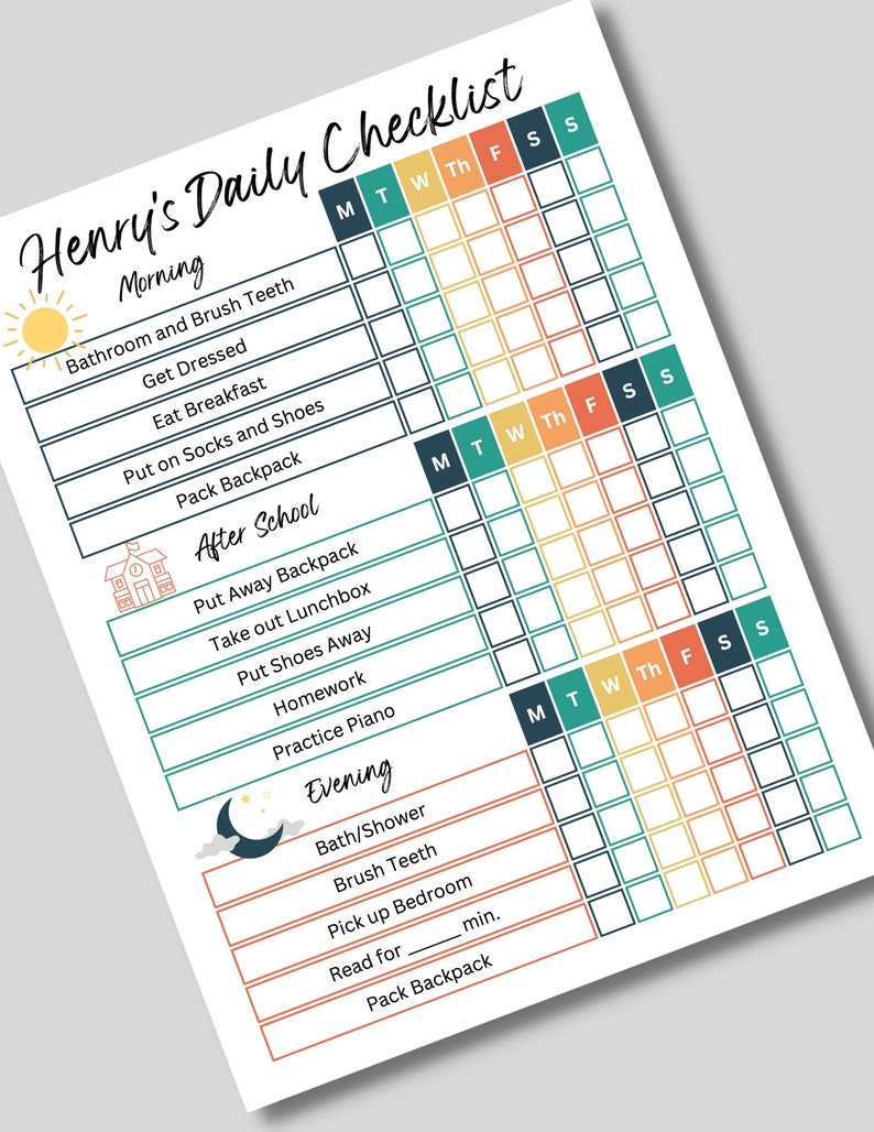 Kids Daily Responsibility Checklist - Etsy