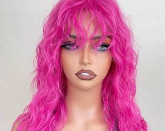 Silver Gray Wig With Bangs, Natural Messy Medium Length Curly Hair ...