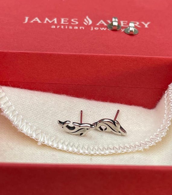 Rare James Avery Retired Sterling Silver Dolphin Stud Earrings Comes in JA Box Etsy