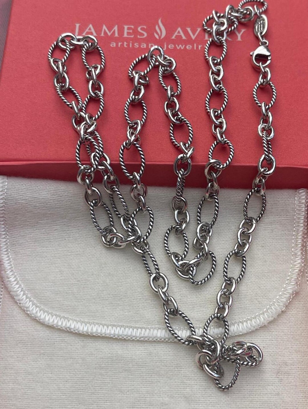 Rare James Avery Retired Twisted Rope Cable Link Necklace 30 Inches ...