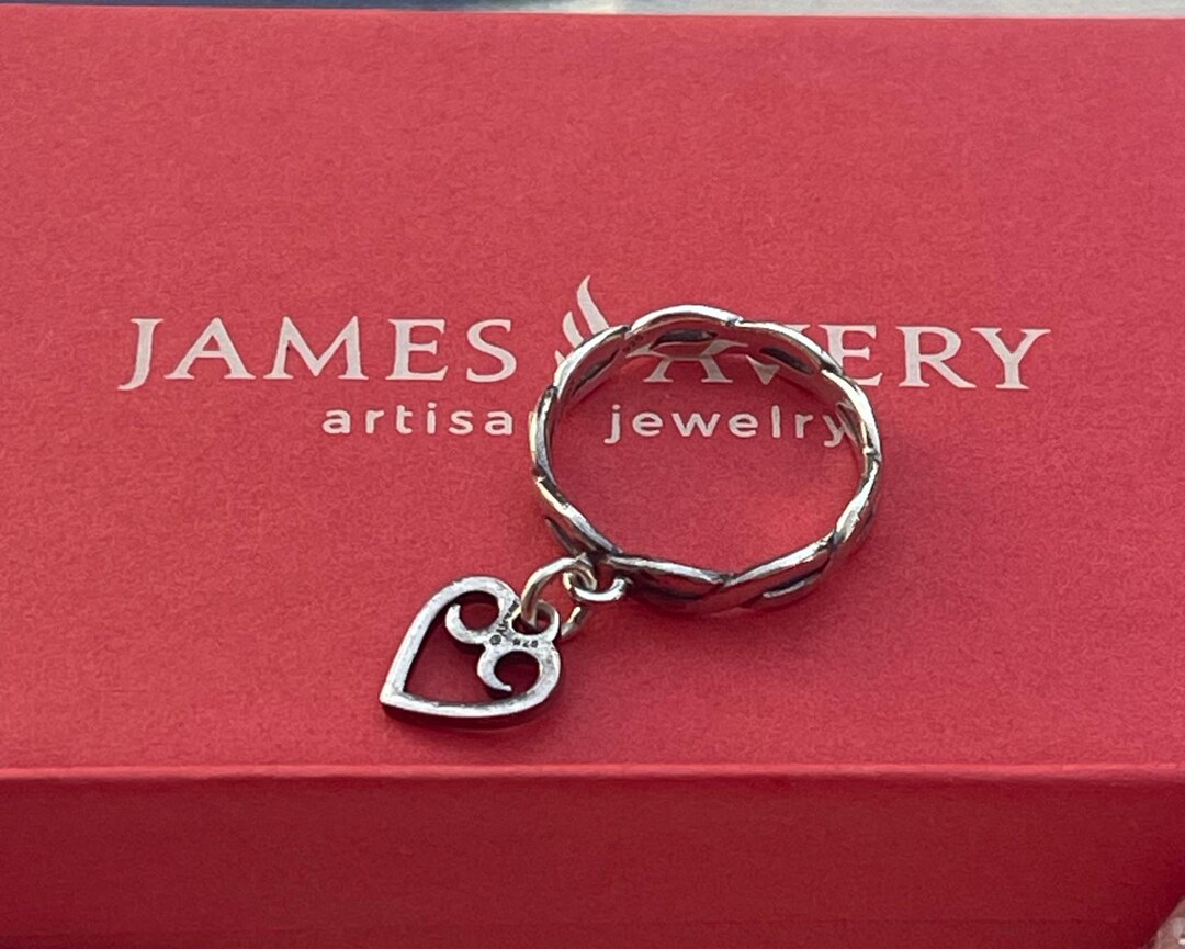 Rare James Avery Retired Open Heart Charm Dangle Ring - Sterling Silver, Size 6.25 | Comes in JA ...