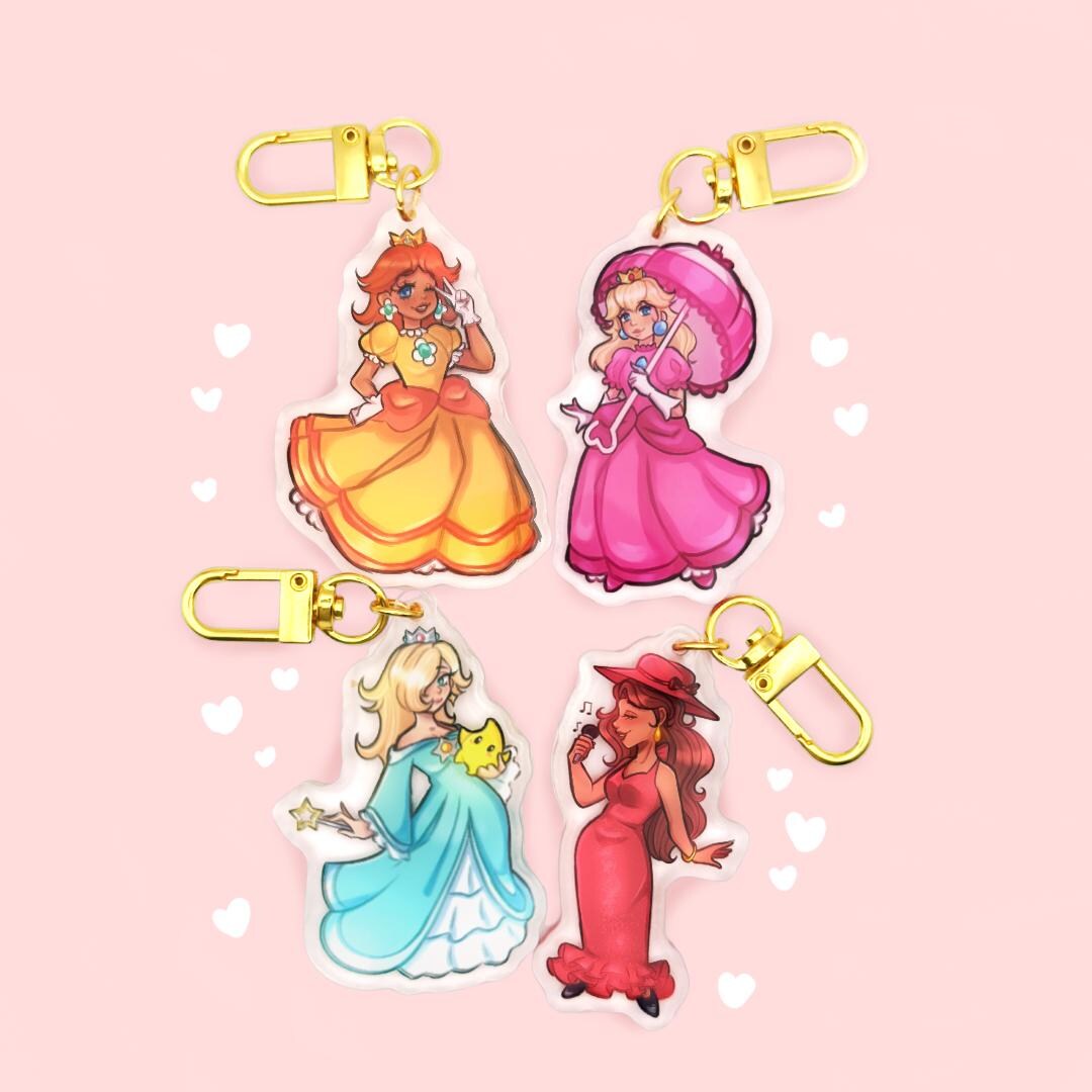 Super Mario Princess Keychains | Peach, Daisy, Rosalina, Pauline Charms ...