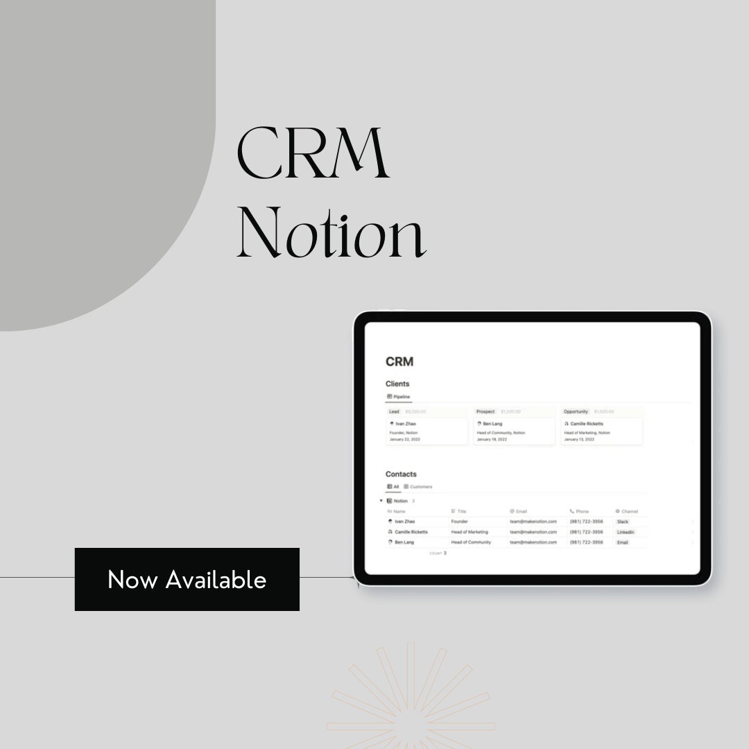 CRM Notion Template Customer Relationship Management Track Clients ...