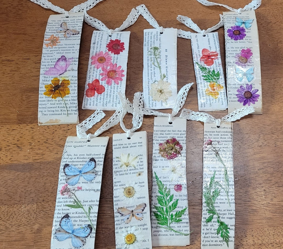 Floral Upcycled Bookmarks - Etsy