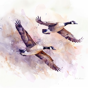 Canada Geese Digital Download, Bird Printable Wall Art, Watercolor ...