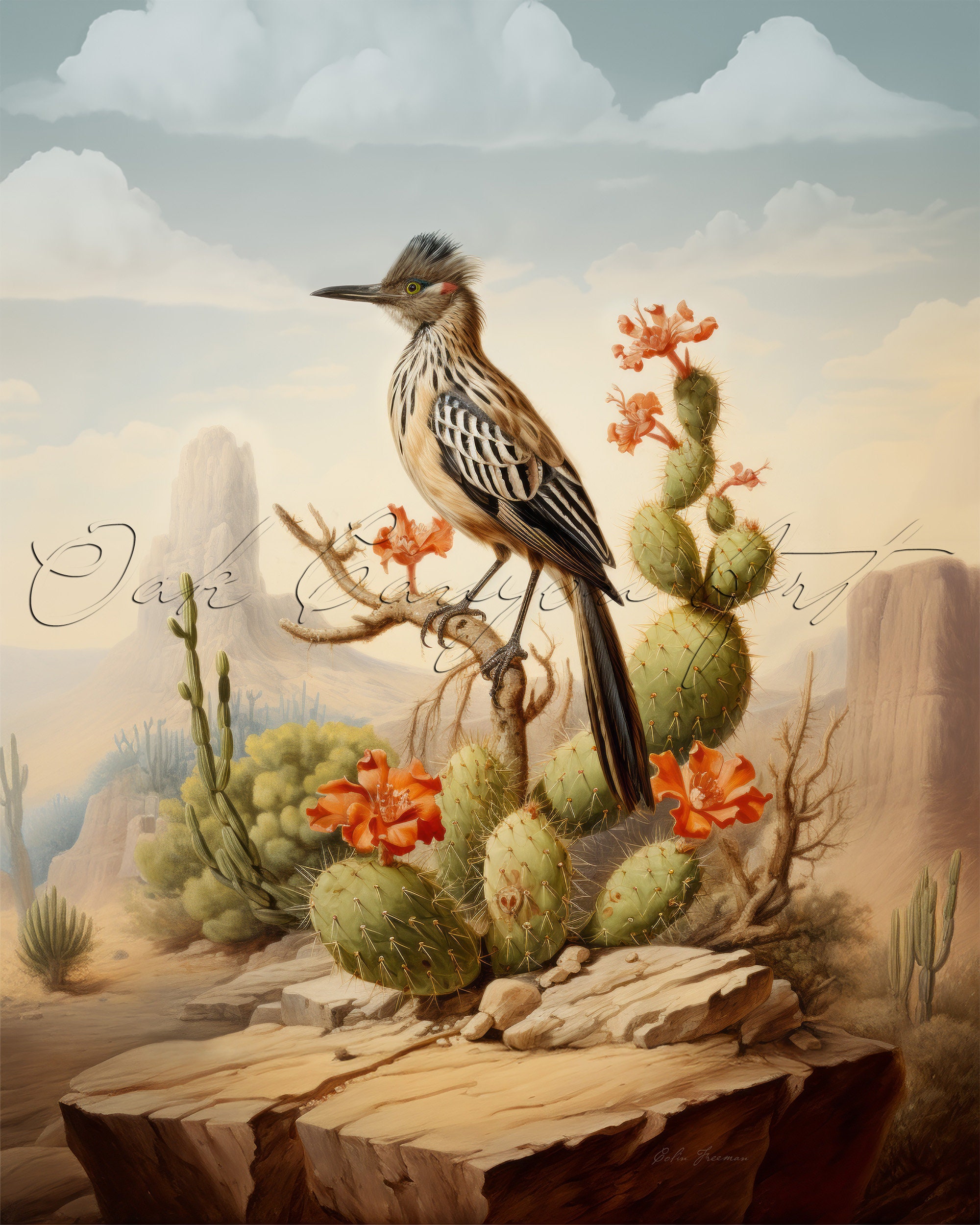 Roadrunner Bird Printable Wall Art for Living Room Bird Watercolor ...