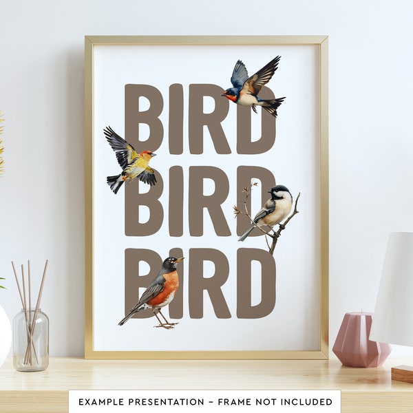 Chickadee Bird Printable Wall Art for Living Room Bird Watercolor ...