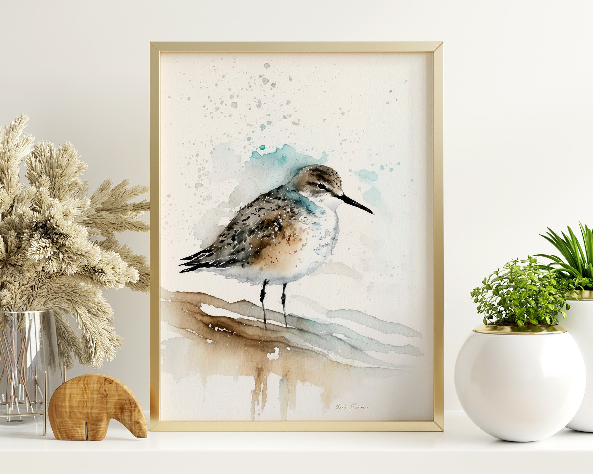 Sandpiper Bird Printable Wall Art for Living Room Bird Watercolor ...