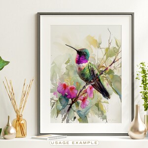 Hummingbird Printable Wall Art Watercolor Painting Instant Digital ...