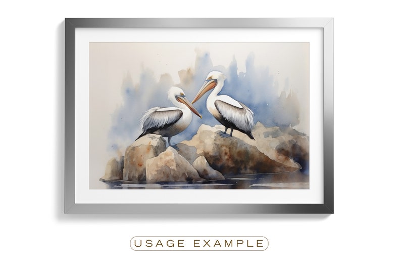 Pelicans on Rocks Bird Printable Wall Art for Living Room Bird ...