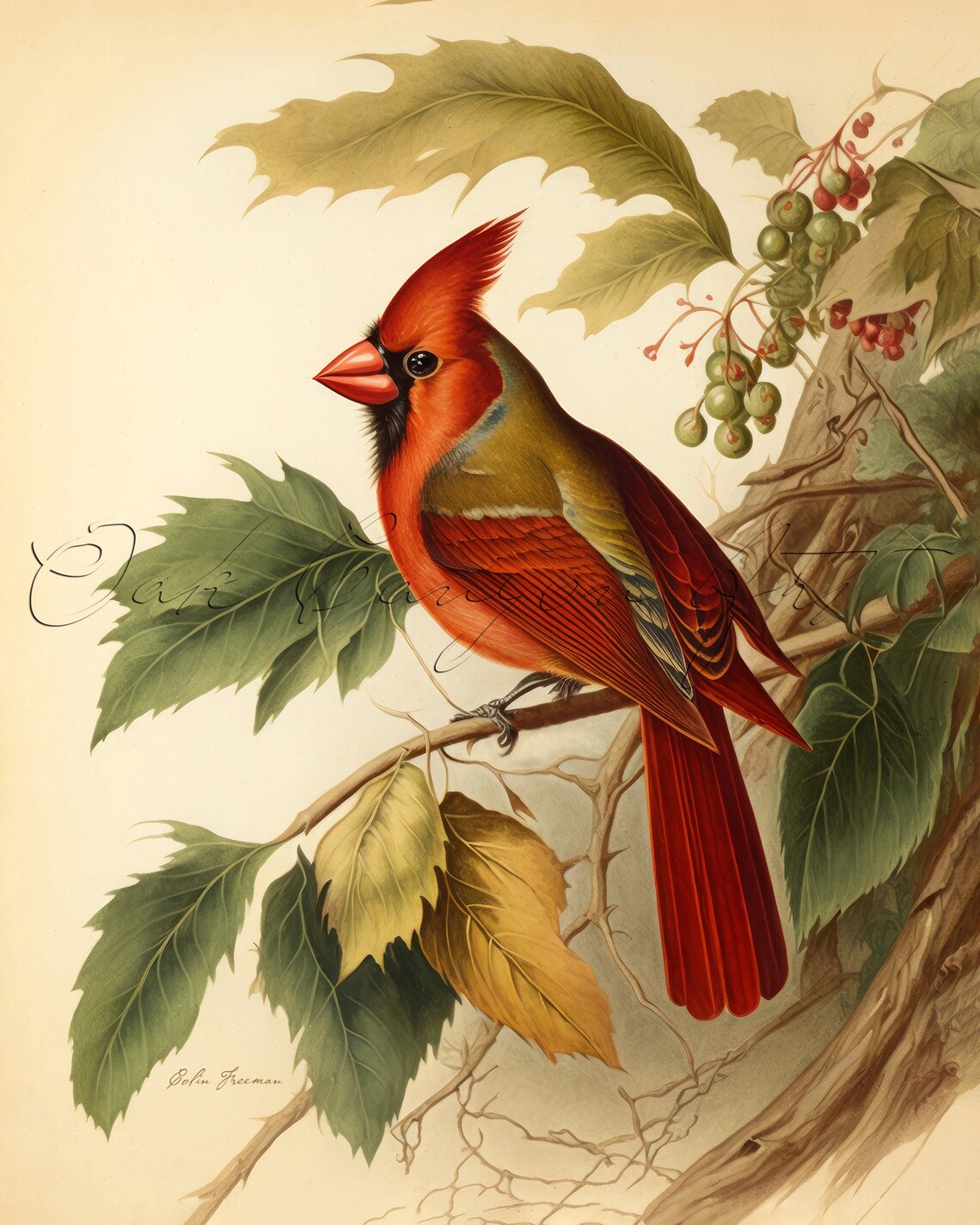 Cardinal Bird Printable Wall Art for Living Room Bird - Etsy