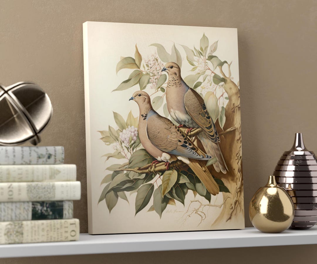 Mourning Doves 1.25" Deep Canvas Print Vintage Wall Art for Home or ...