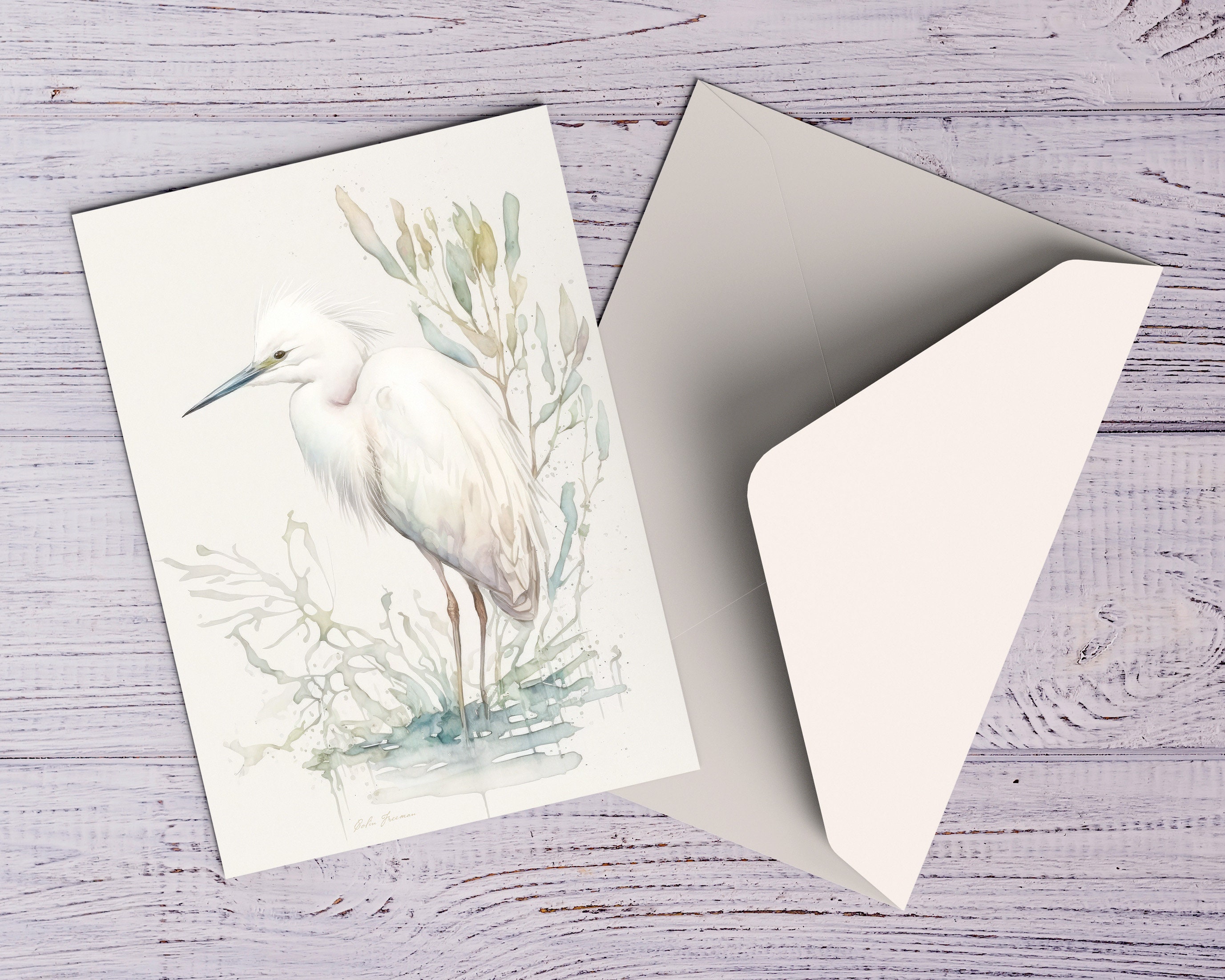 Snowy Egret Printable Wall Art for Living Room Bird Watercolor Painting ...