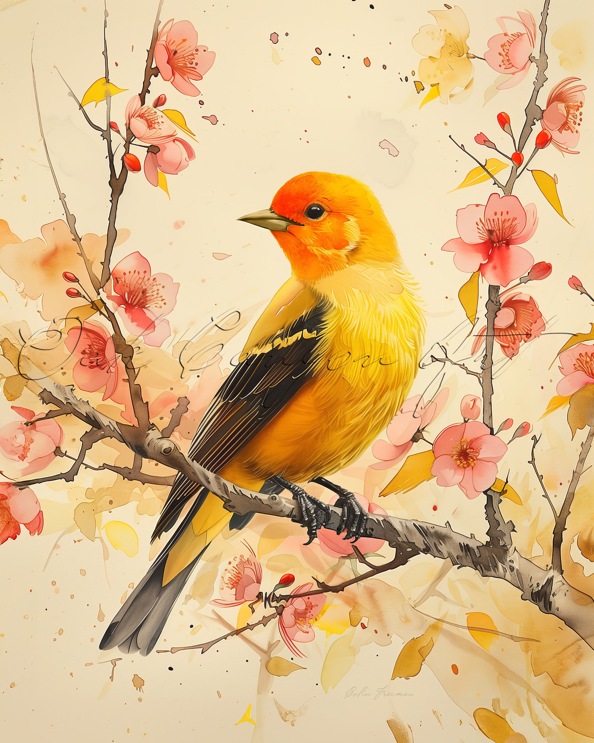 Western Tanager Bird Wall Art Poster Print for Living Room - Etsy