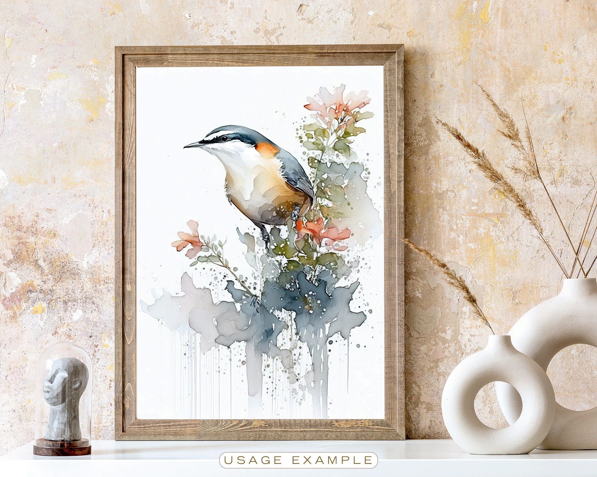 Red-breasted Nuthatch Bird Printable Wall Art for Living Room Bird ...