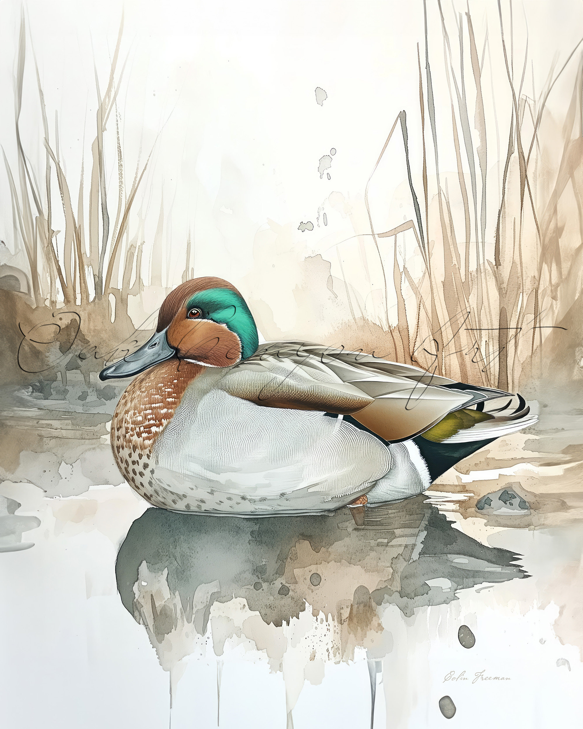 Green-winged Teal Duck Bird Printable Wall Art for Living Room Bird ...